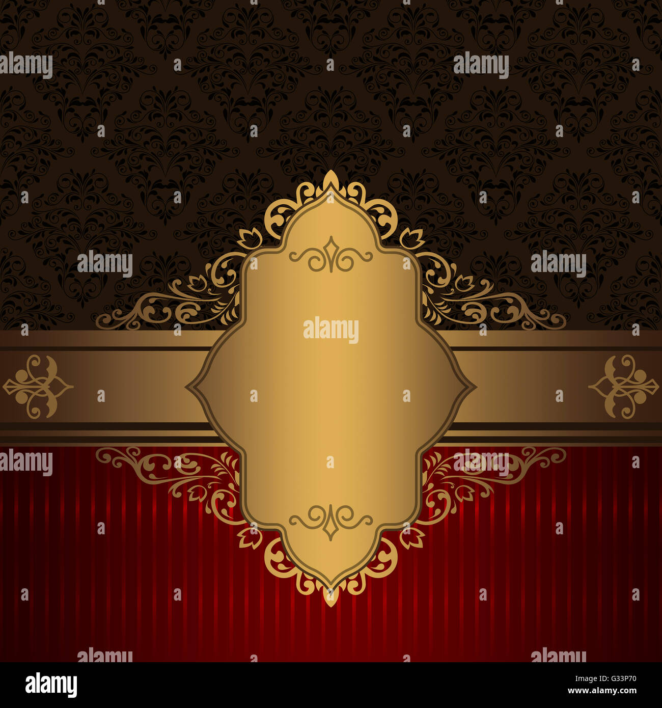 Vintage background with gold border,frame and old-fashioned patterns ...
