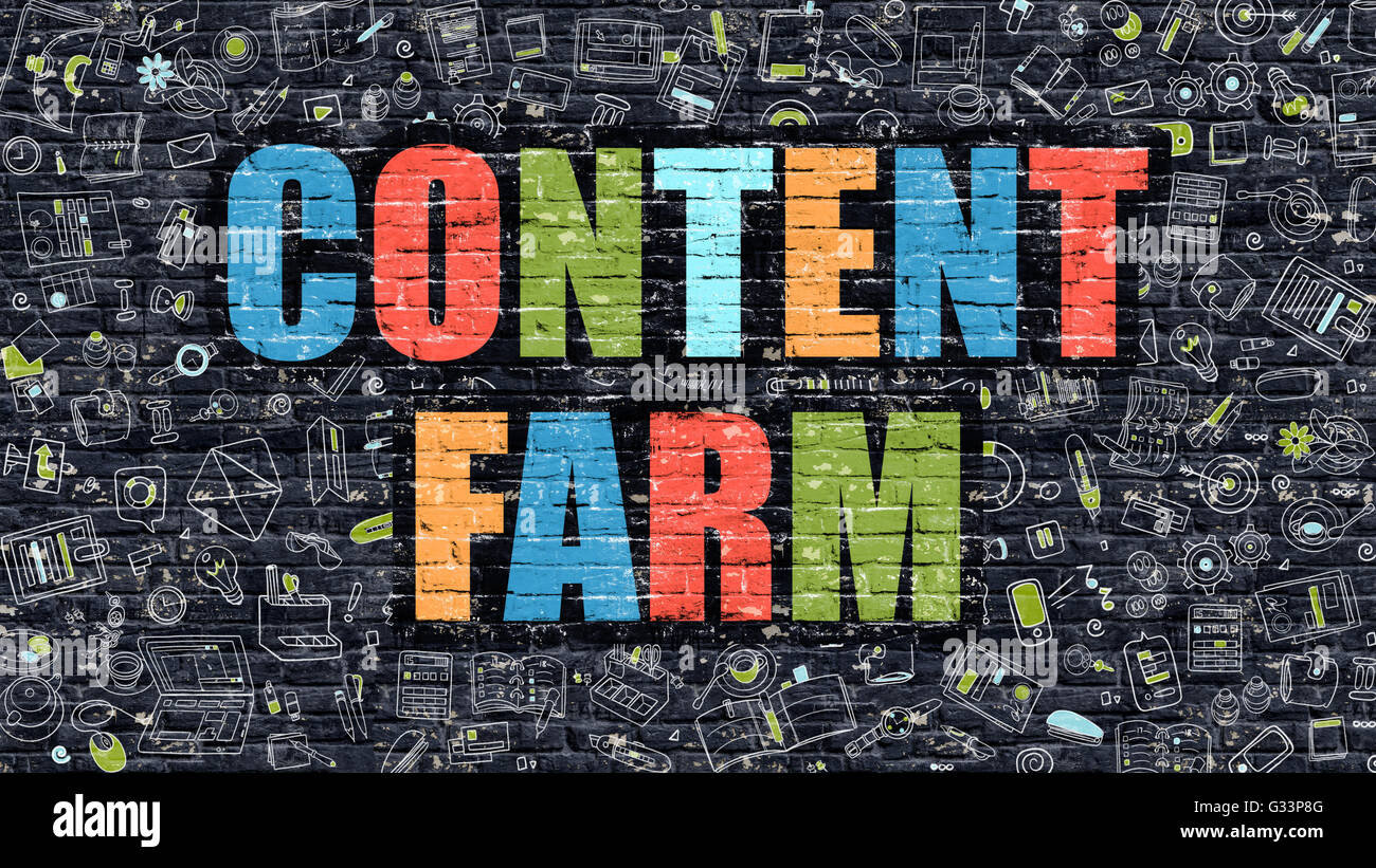 Content Farm Concept with Doodle Design Icons Stock Photo - Alamy