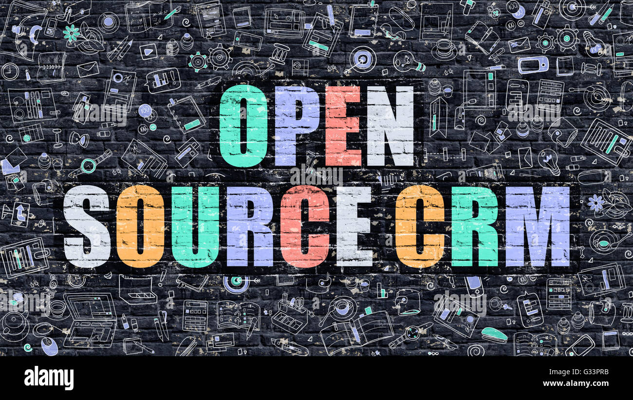 Open Source CRM Concept with Doodle Design Icons Stock Photo - Alamy