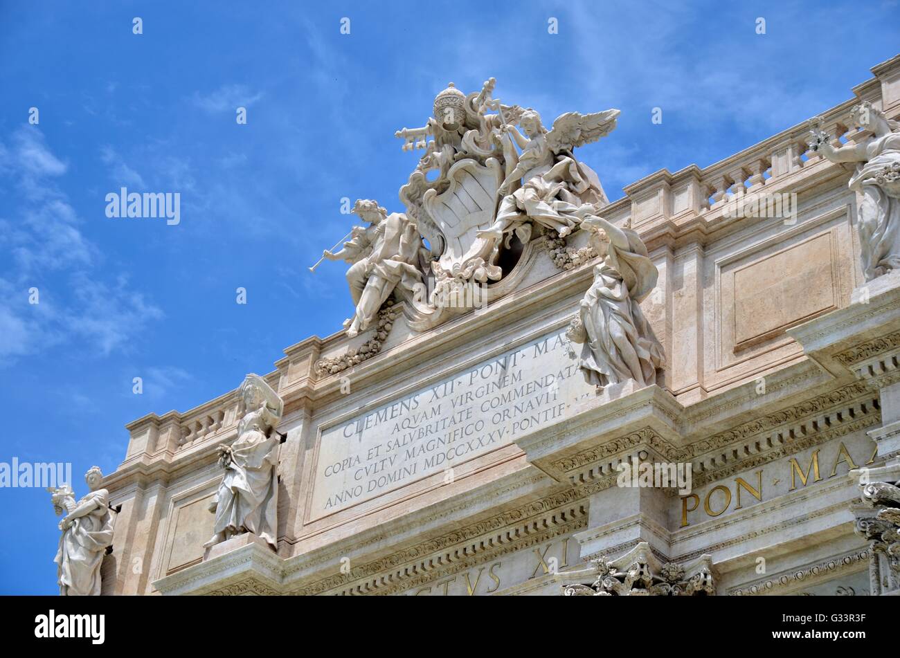 Inscription at monument behind Trevi Fountain Stock Photo - Alamy