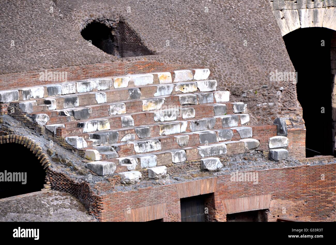 Colosseum interior marble remains, Rome Stock Photo - Alamy