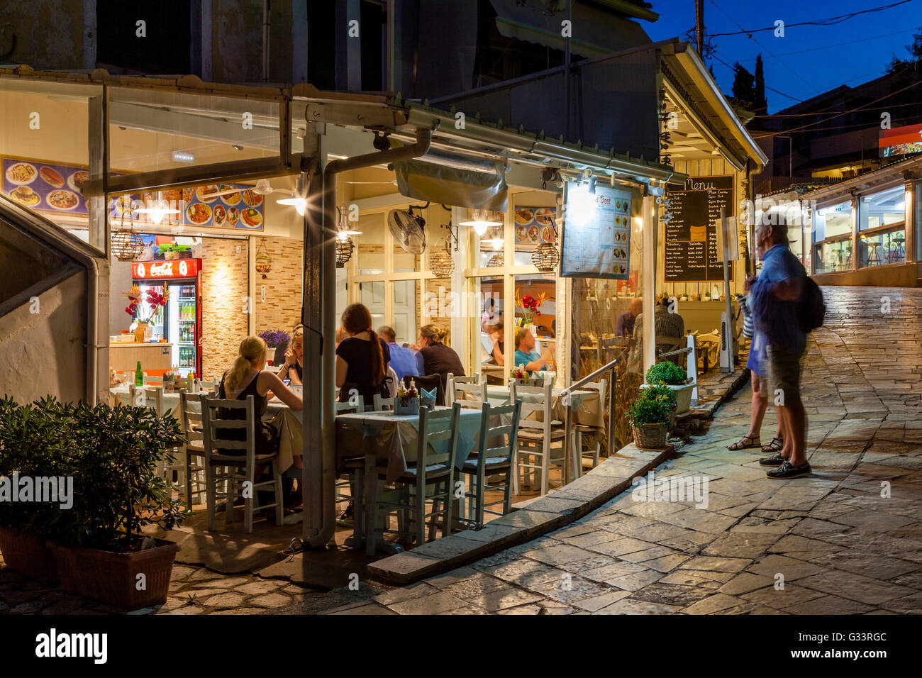 A Snack Bar In The Seaside Resort Of Kassiopi, Corfu Island, Greece ...