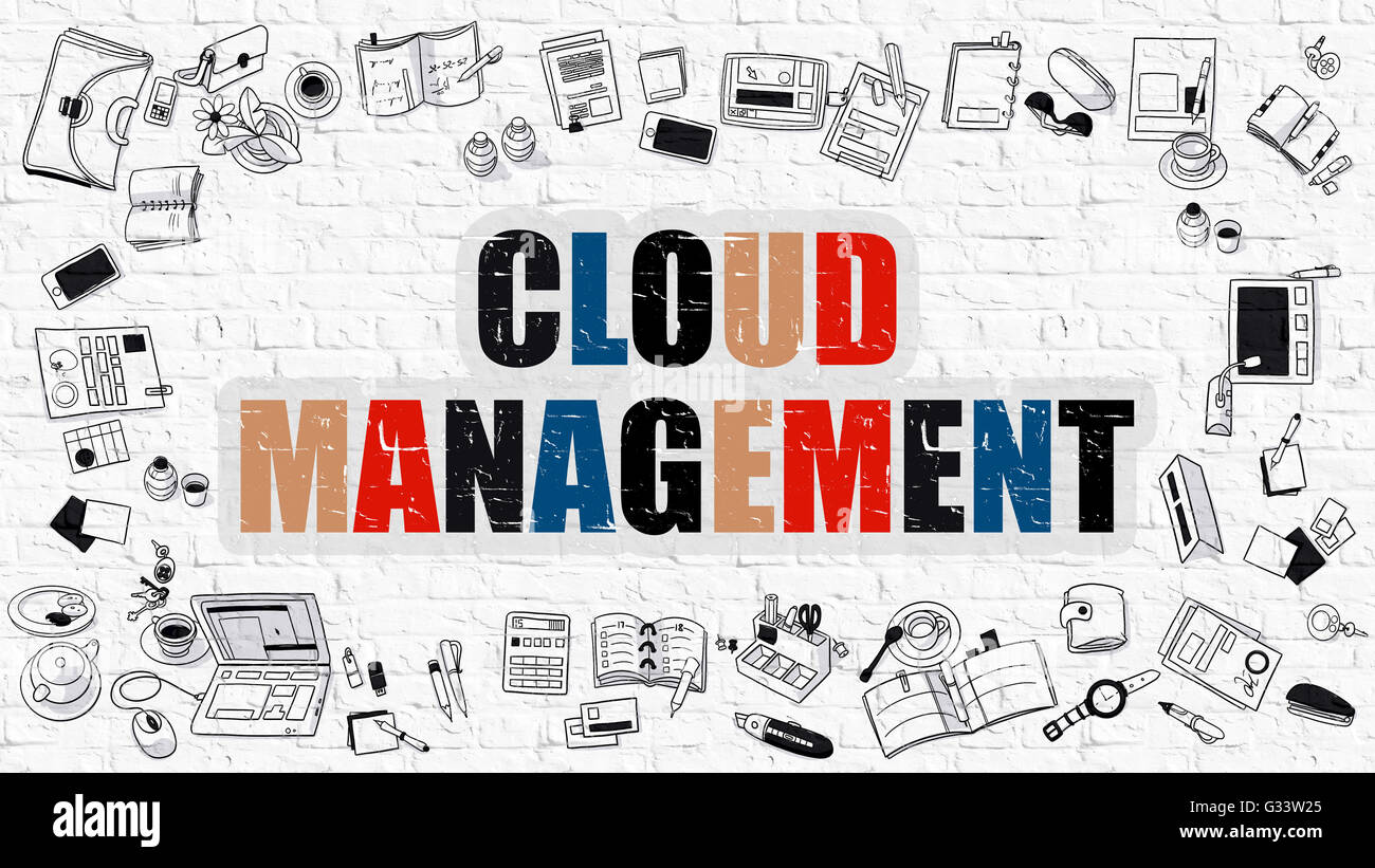Cloud Management Concept with Doodle Design Icons Stock Photo - Alamy