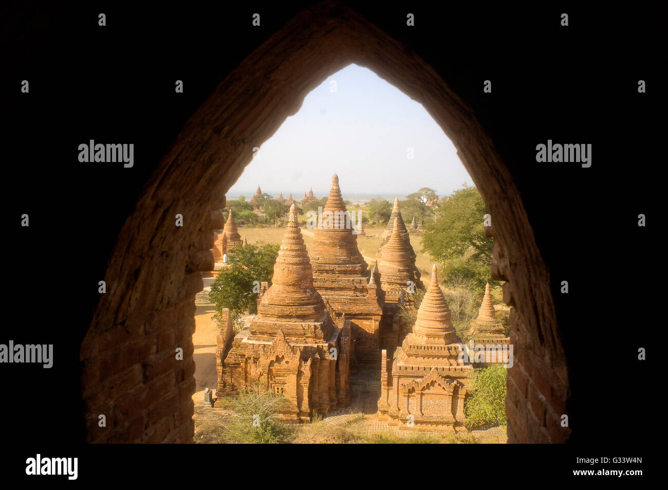 Scenic above Bagan in Myanmar. Bagan is an ancient city with thousands ...