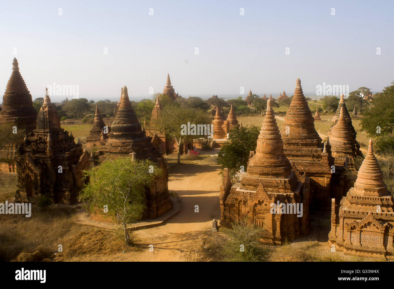 Scenic above Bagan in Myanmar. Bagan is an ancient city with thousands ...