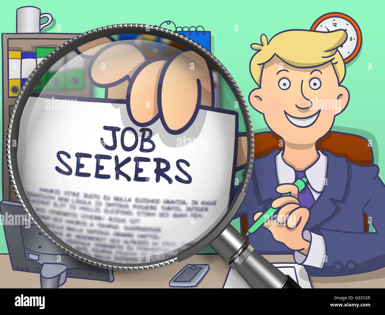 Job Seekers through Lens. Doodle Concept Stock Photo - Alamy