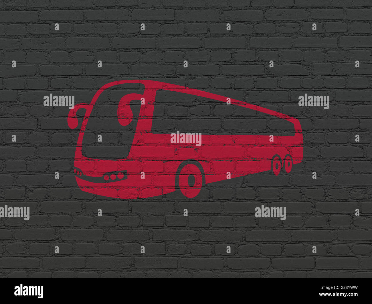 Travel concept: Bus on wall background Stock Photo - Alamy