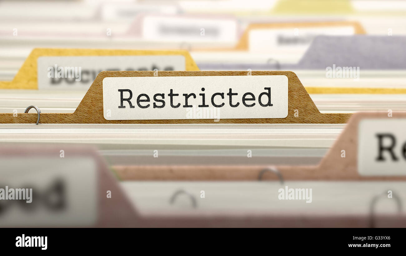 Restricted Concept. Folders in Catalog Stock Photo - Alamy