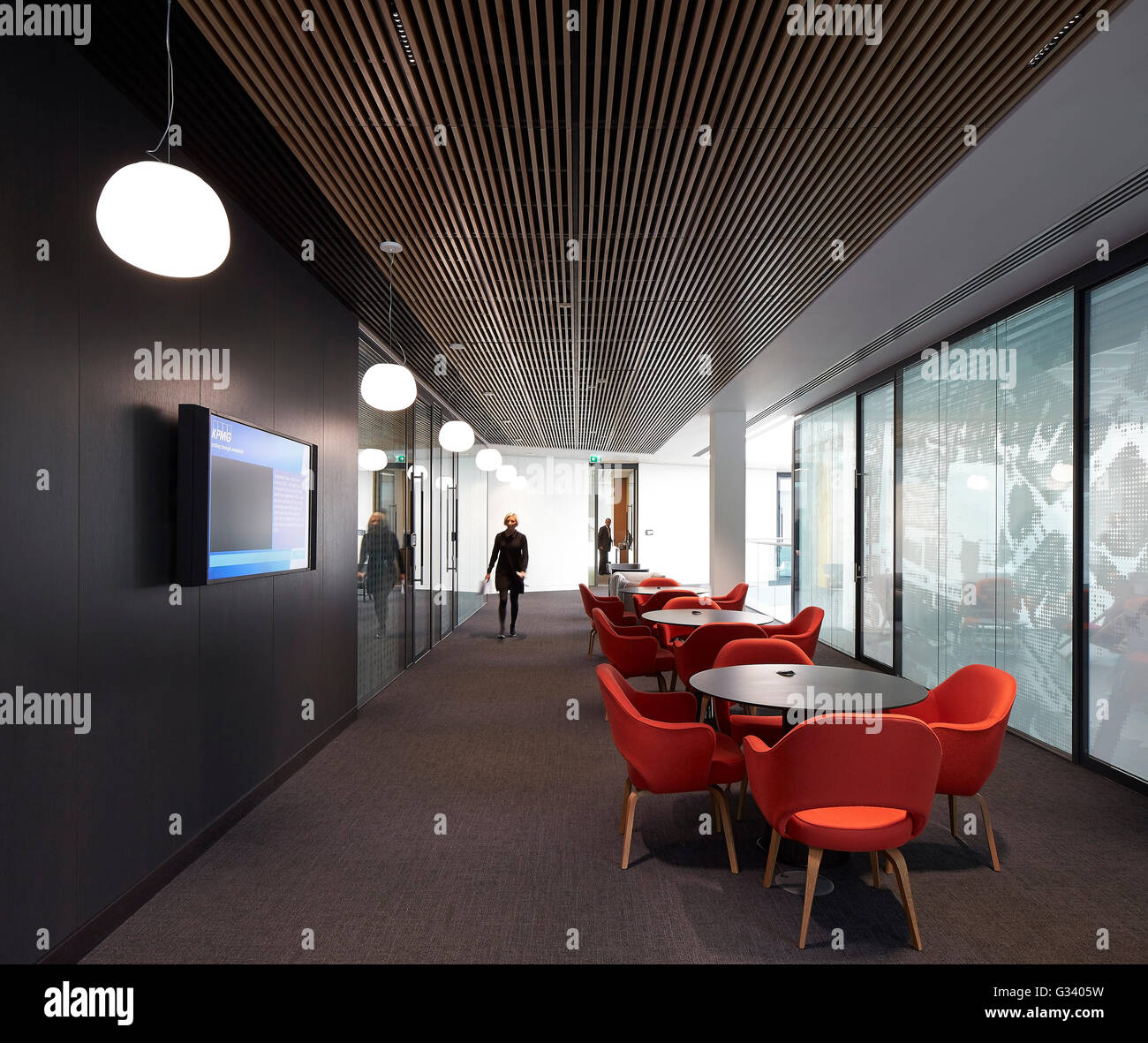 Perspective along black corridor. KPMG Offices, Leeds, Leeds, United ...