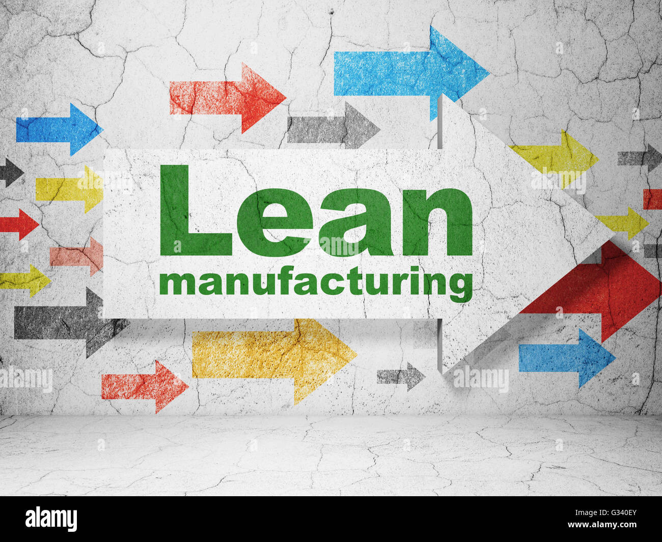 Industry concept: arrow with Lean Manufacturing on grunge wall ...