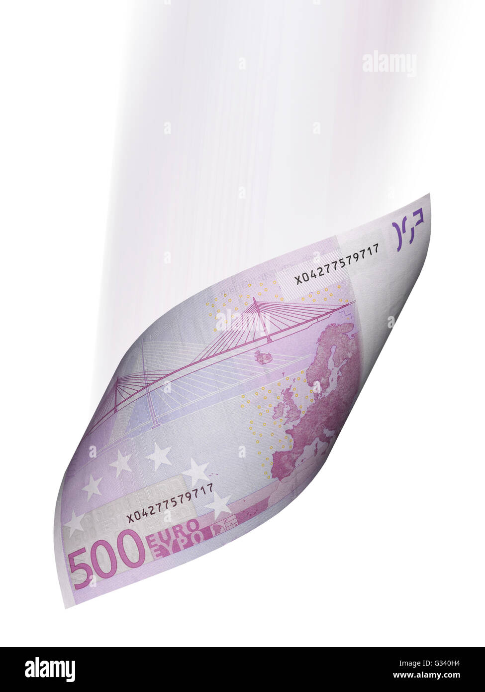 Five hundred bill collage isolated on white. Vertical format Stock ...