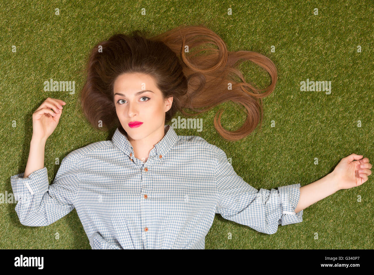 Happy lady grass hi-res stock photography and images - Alamy