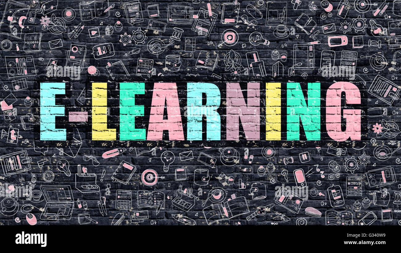 E-Learning on Dark Brick Wall Stock Photo - Alamy