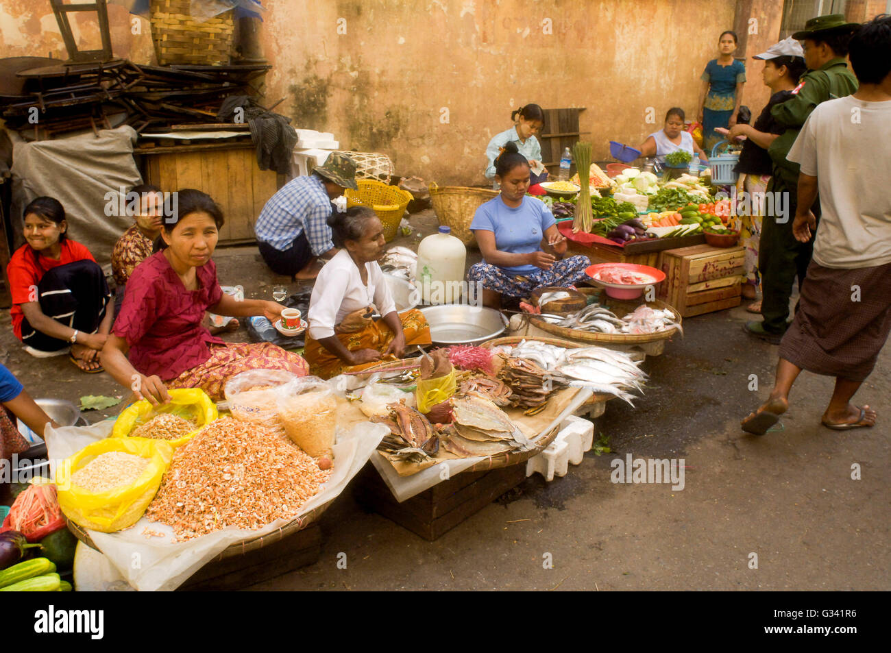 Traditional fish market, Yangon Burma, Myanmar, Asia Stock Photo - Alamy