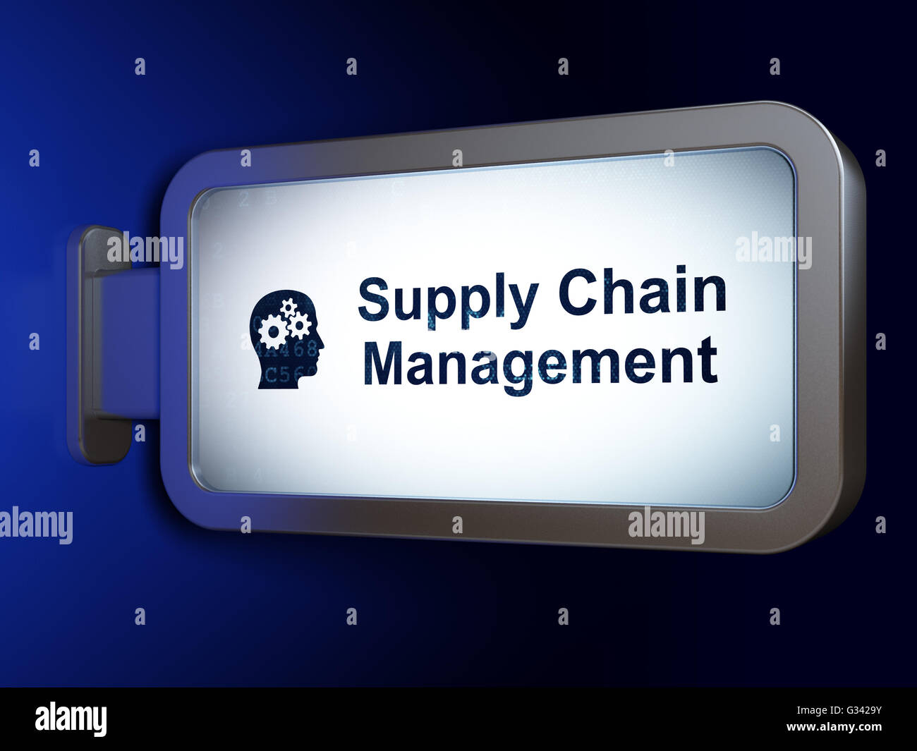 Advertising concept: Supply Chain Management and Head With Gears on ...