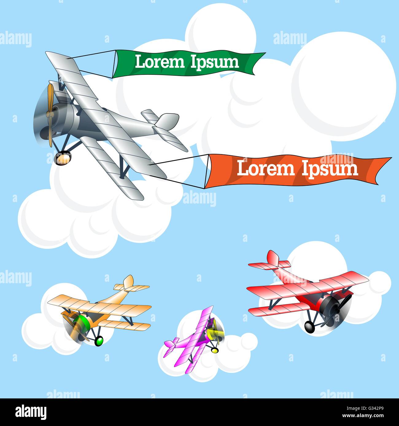 Red biplane air ribbon hi-res stock photography and images - Alamy