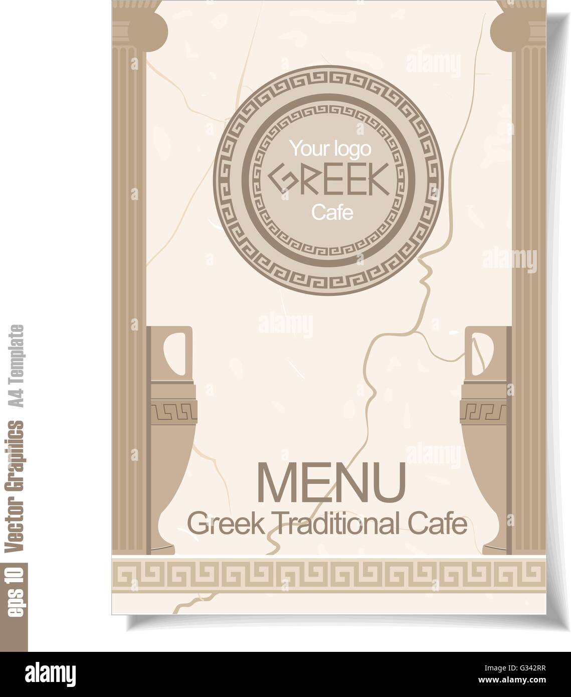 Flyer and banner of greek traditional cafe menu. Digital vector image ...