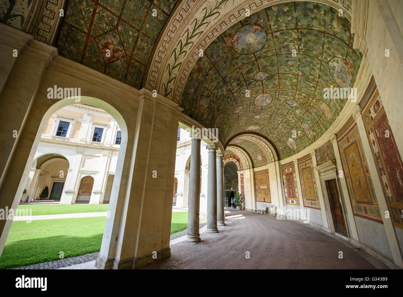 Rome. Italy. Villa Giulia (1551-1553), the frescoed semicircular loggia ...