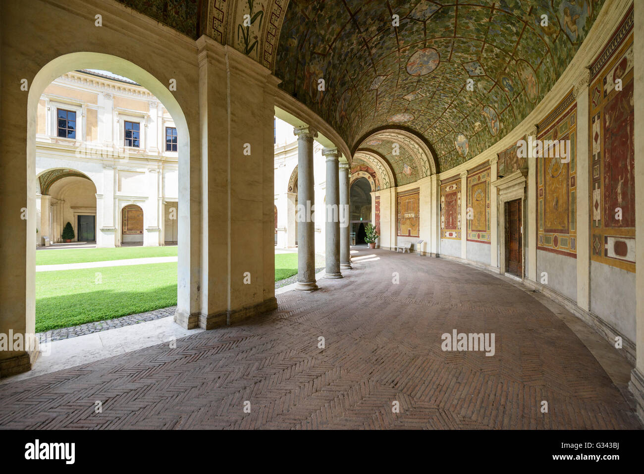 Rome. Italy. Villa Giulia (1551-1553), the frescoed semicircular loggia ...