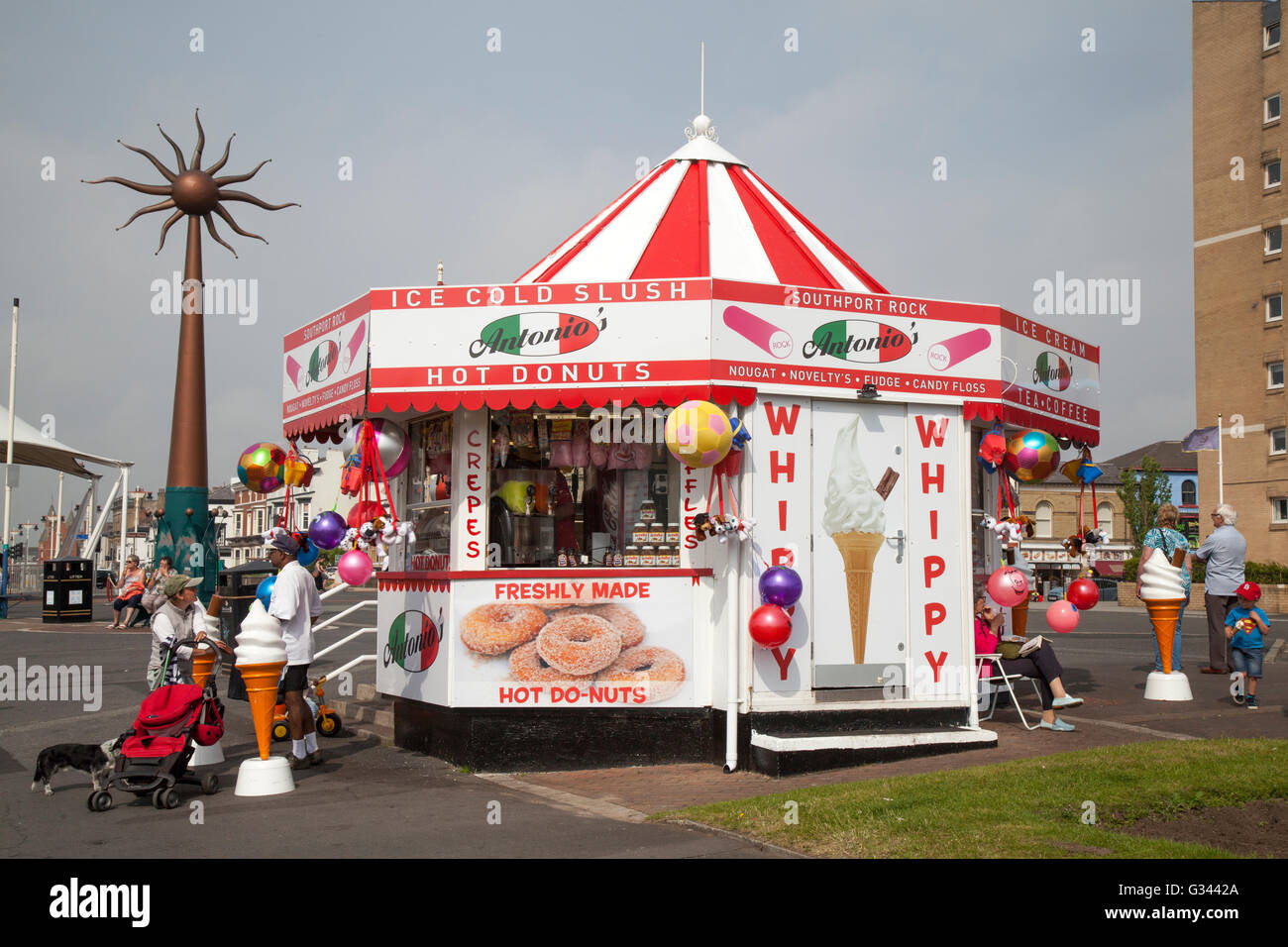 Round conical Candy Striped Novelty stall selling ice cream, drinks ...