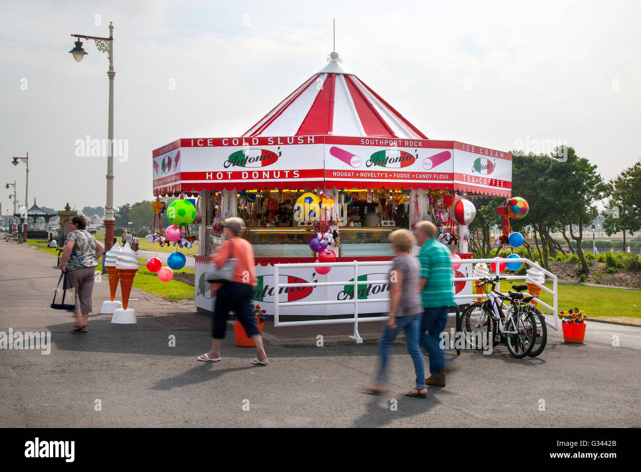 Round conical Candy Striped Novelty stall selling ice cream, drinks ...