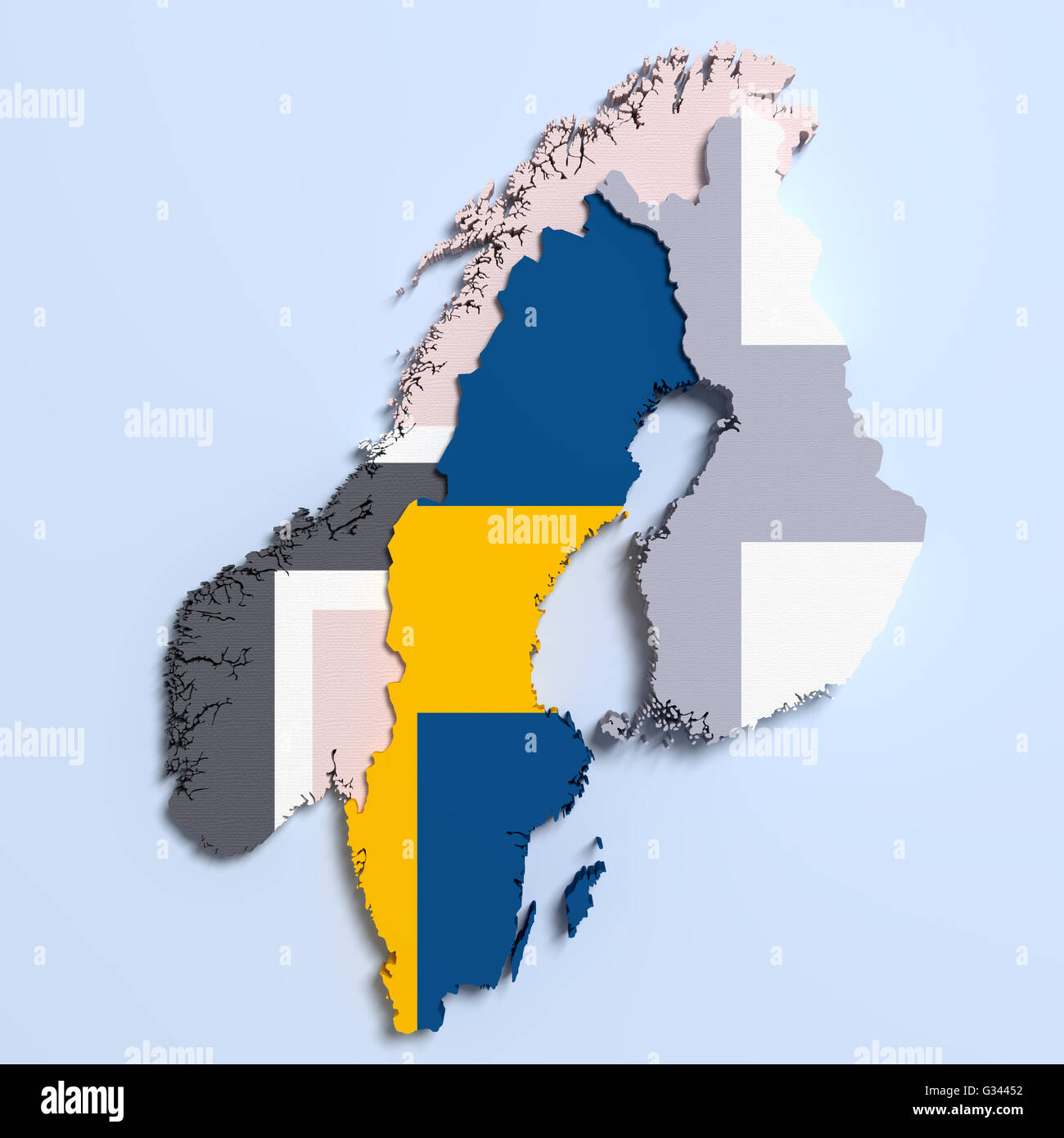 3d rendering of Sweden map and flag inside Stock Photo - Alamy