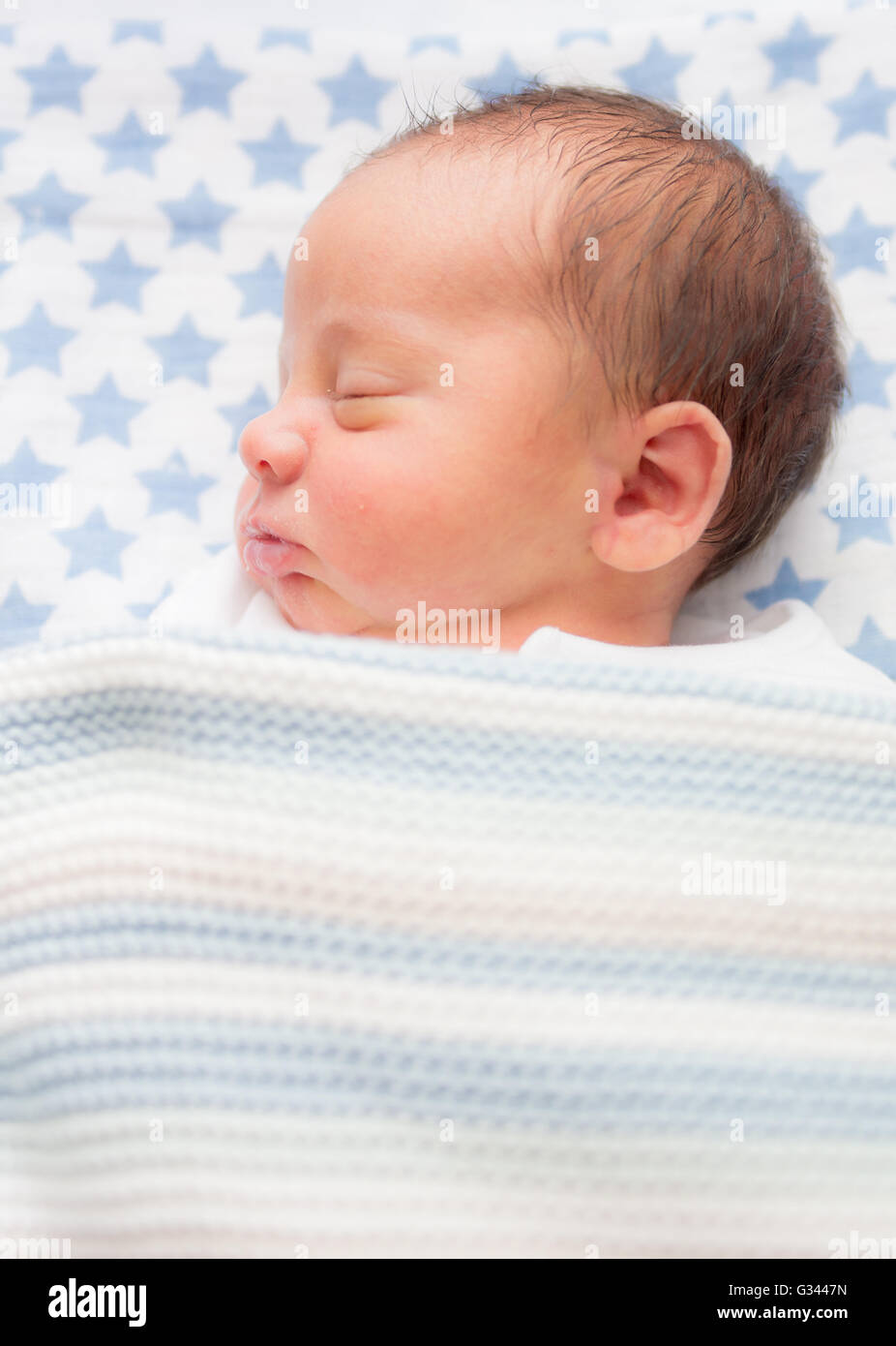 Sleeping premature newborn baby boy boy portrait Stock Photo - Alamy