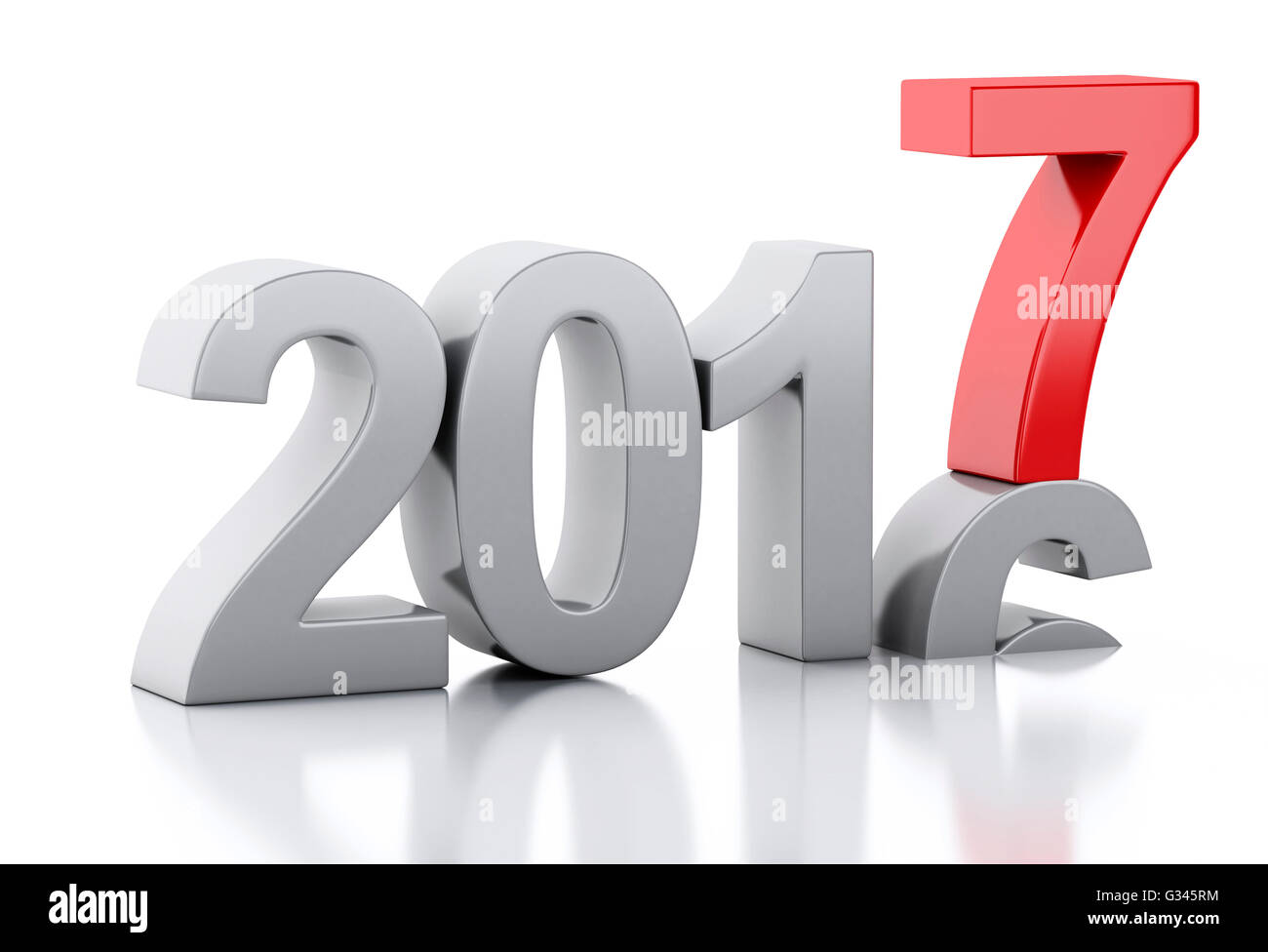 3d renderer image. New Year 2017 isolated on white background Stock ...