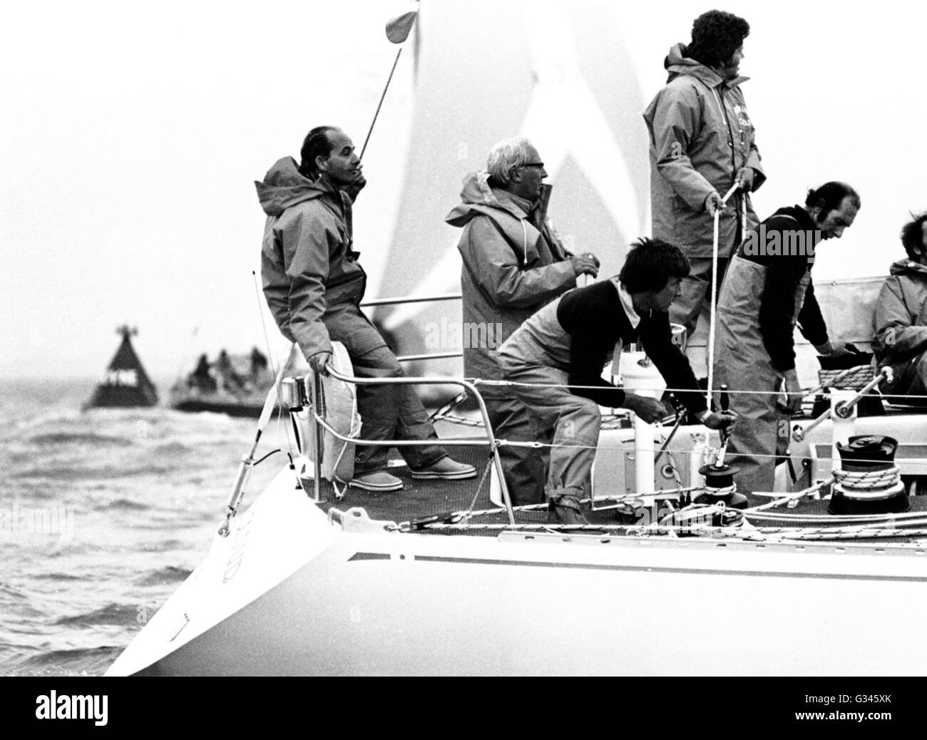 AJAXNETPHOTO. 1975. SOLENT, ENGLAND. - EDWARD HEATH (CENTRE) AT THE ...