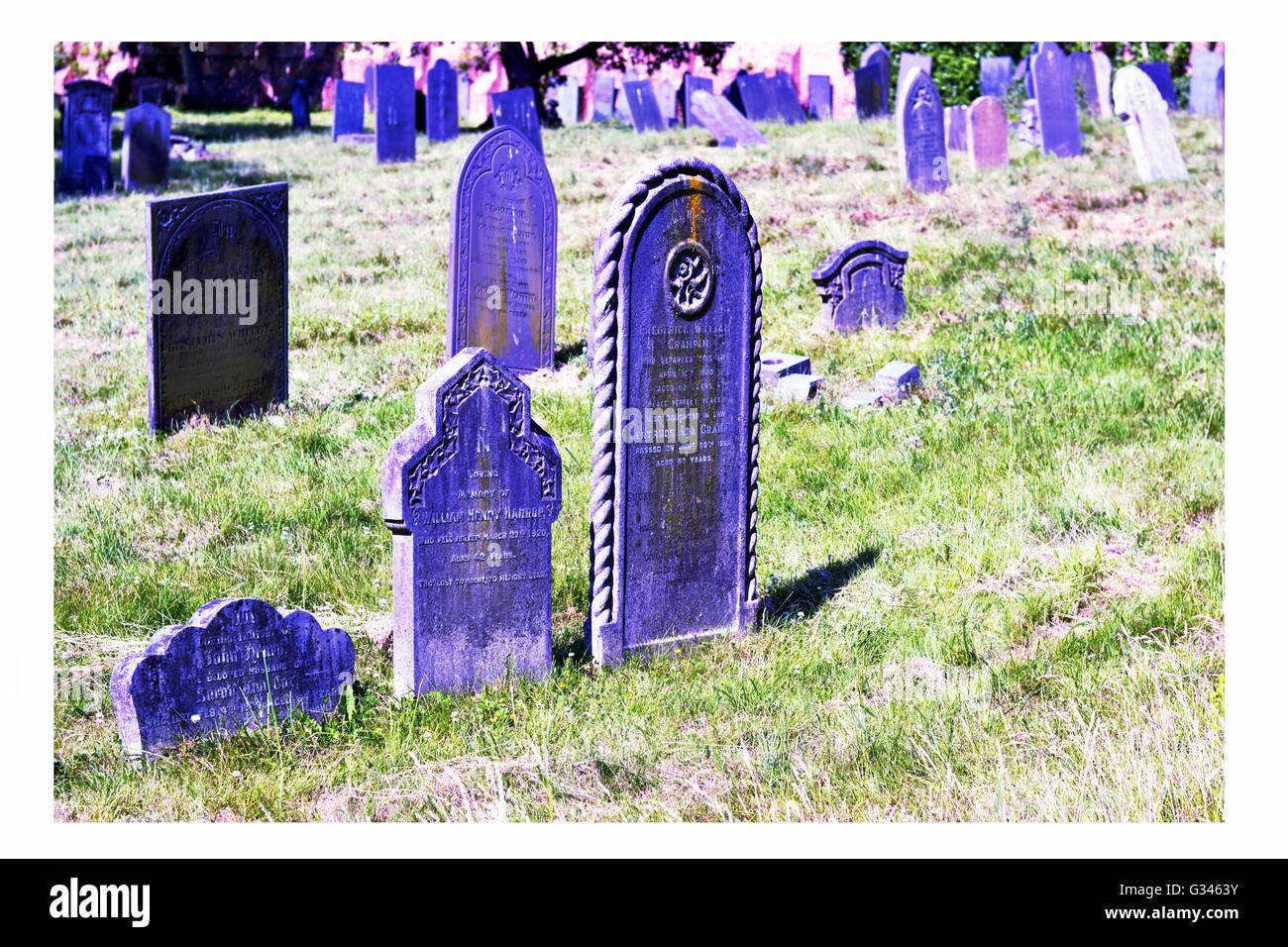 Headstones In Cemetery Cut Out Stock Images & Pictures - Alamy