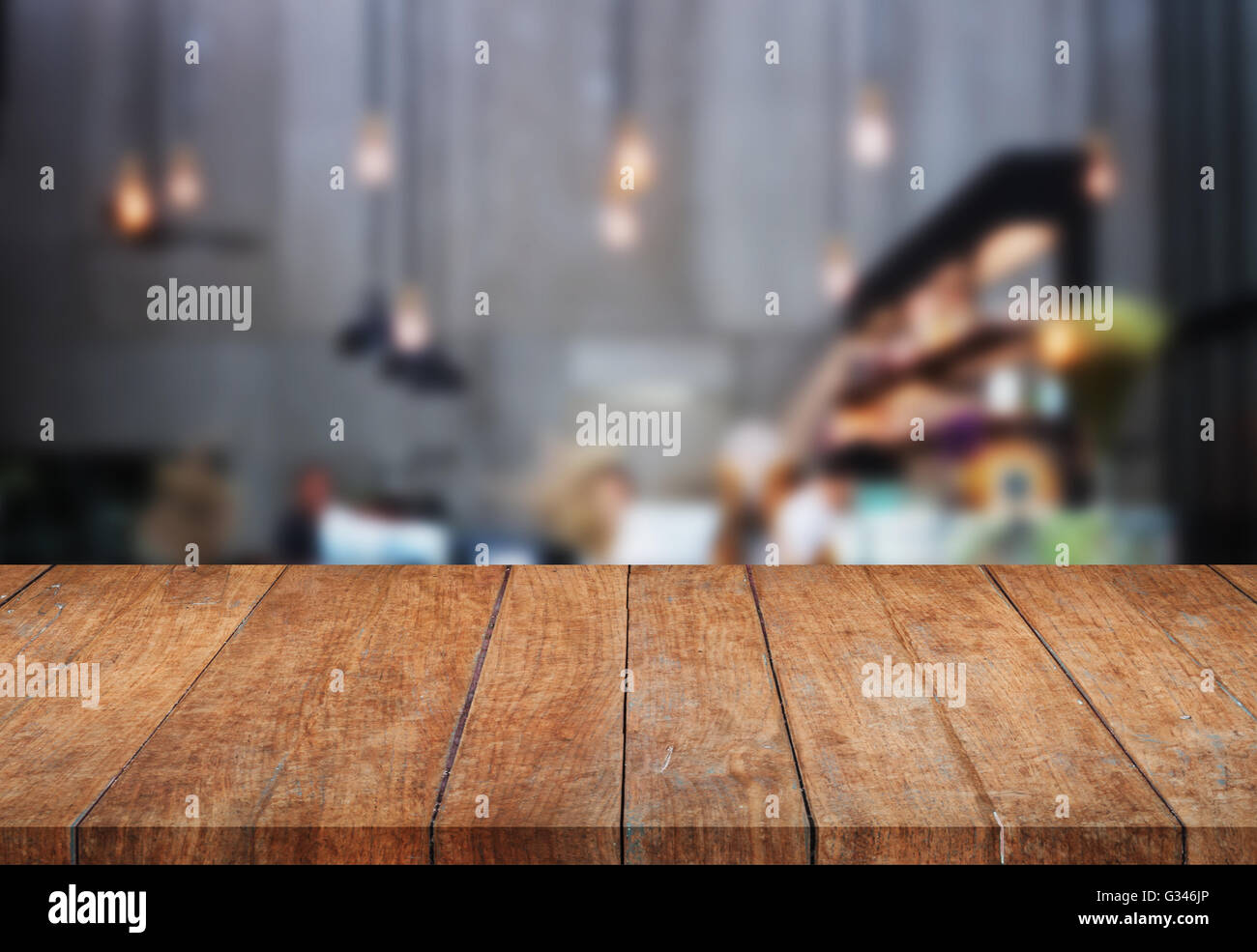 Perspective table top wooden with blurred background. product display ...