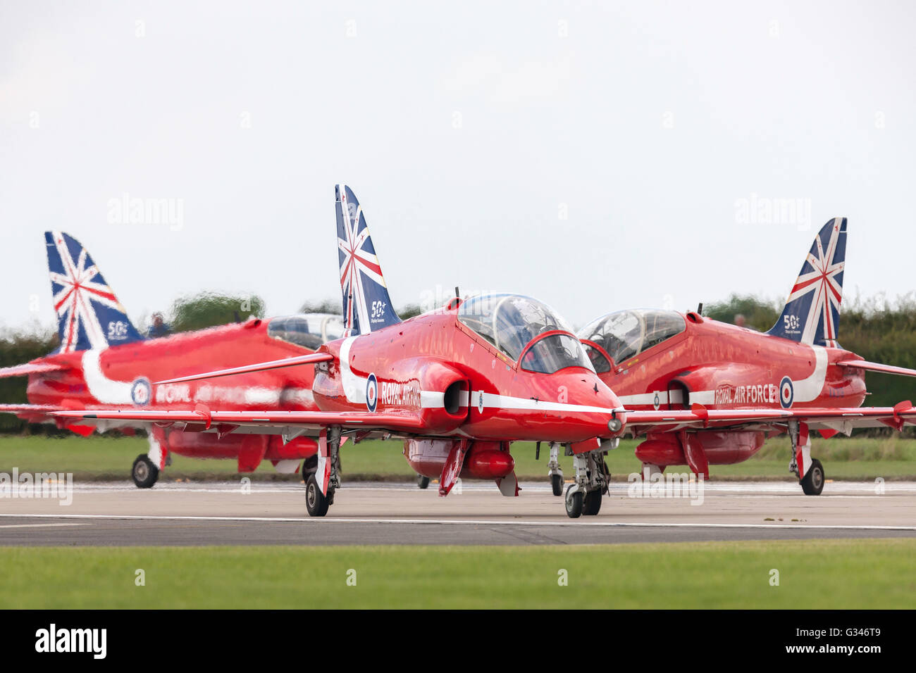 Royal Air Force (RAF) Red Arrows aerobatic display team performing at ...