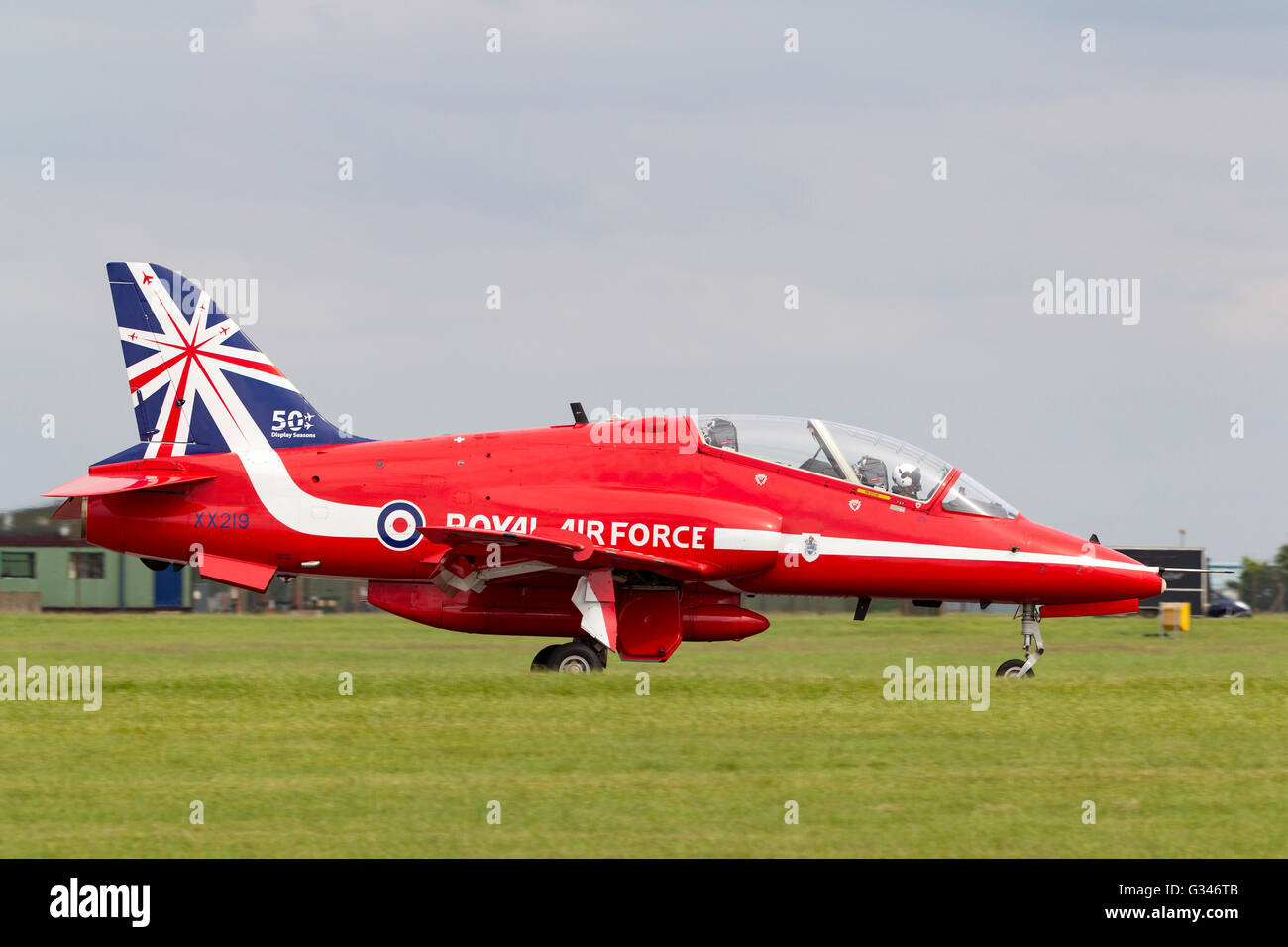 Royal Air Force (RAF) Red Arrows aerobatic display team performing at ...
