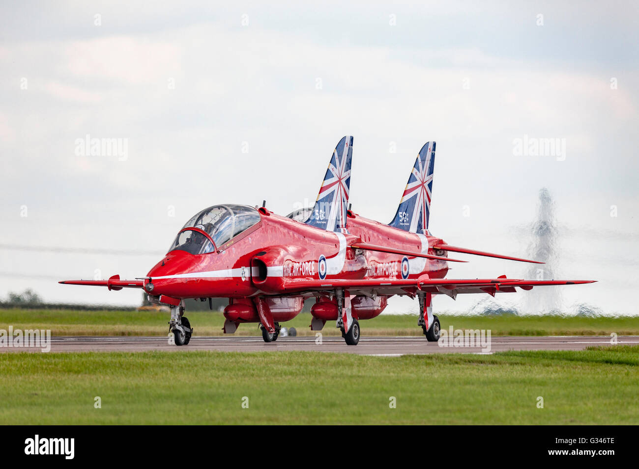 Royal Air Force (RAF) Red Arrows aerobatic display team performing at ...