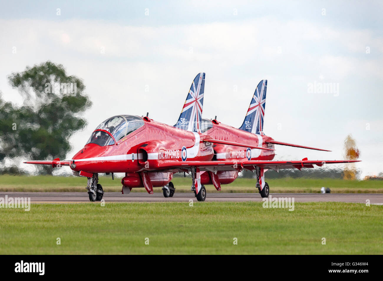 Royal Air Force (RAF) Red Arrows aerobatic display team performing at ...
