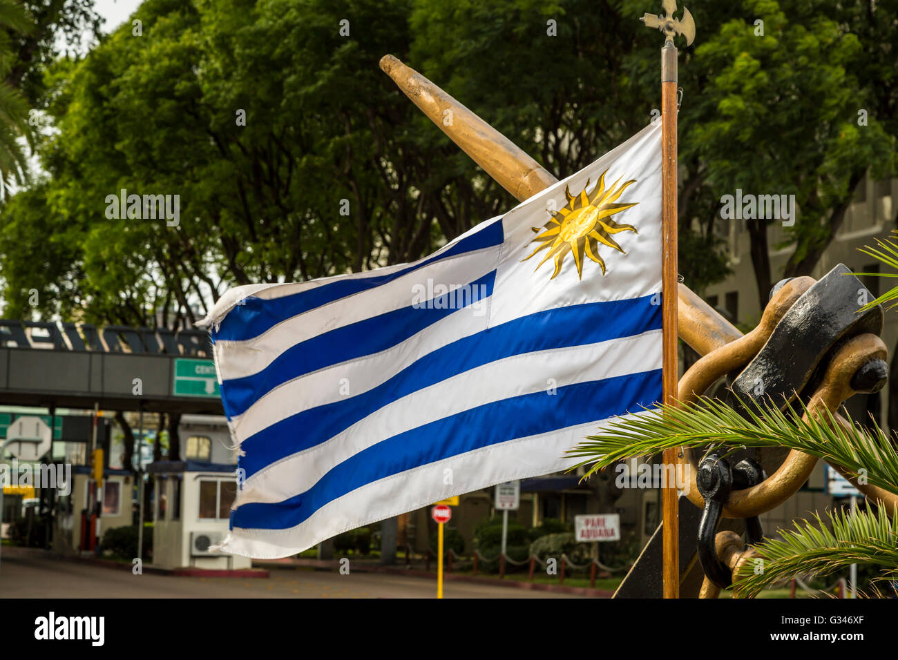 National flags for sale in the shops of Montevideo, Uruguay, South ...