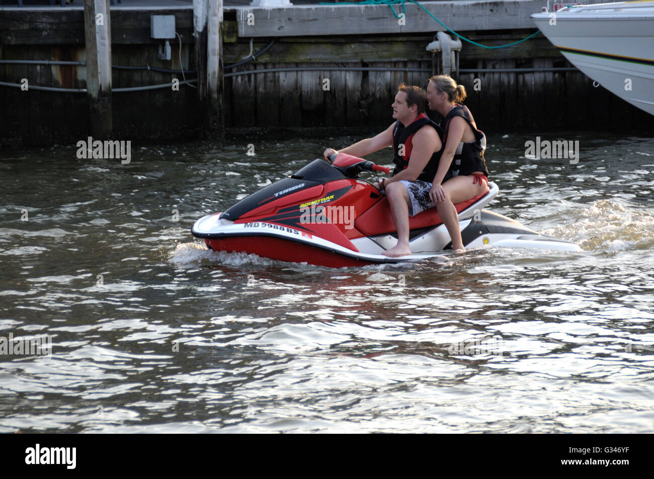 couple on a jet ski in the Annapolis, Md harbor Stock Photo - Alamy