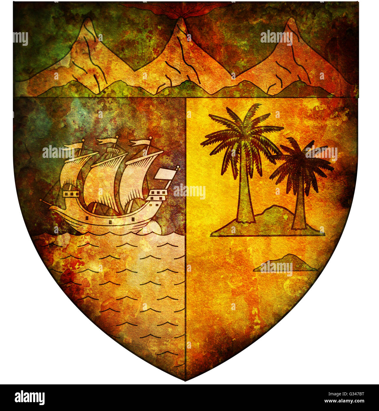 old isolated over white coat of arms of saint dennis Stock Photo - Alamy