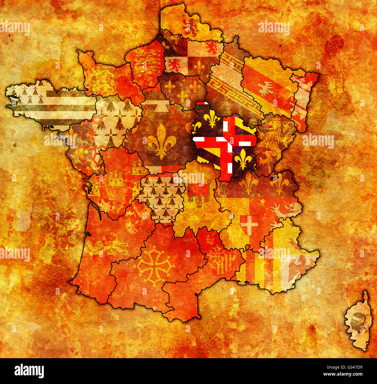 Burgundy region map hi-res stock photography and images - Alamy