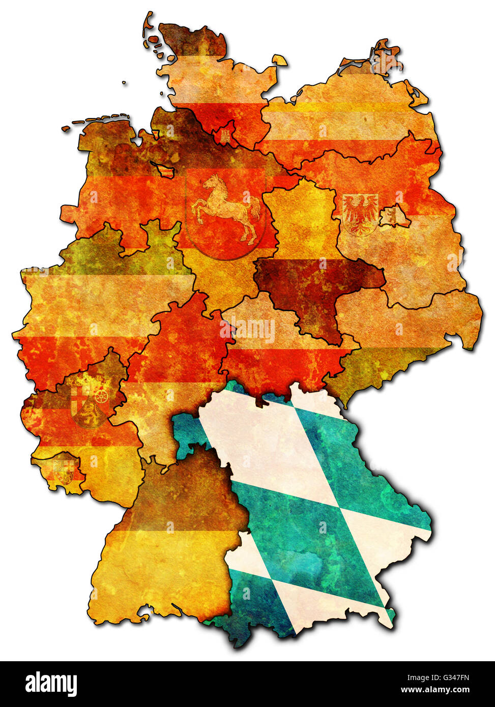 Bavaria on old administration map of german provinces (states) with ...