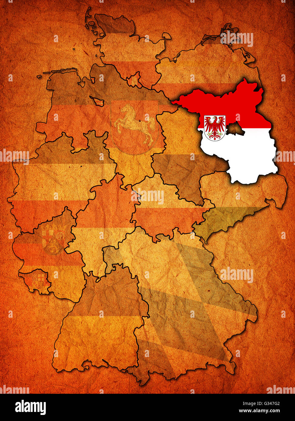 Brandenburg on old administration map of german provinces (states) with ...