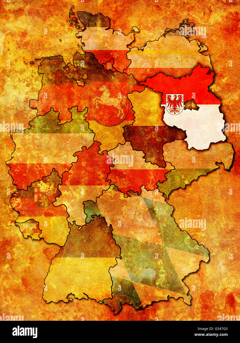Brandenburg on old administration map of german provinces (states) with ...