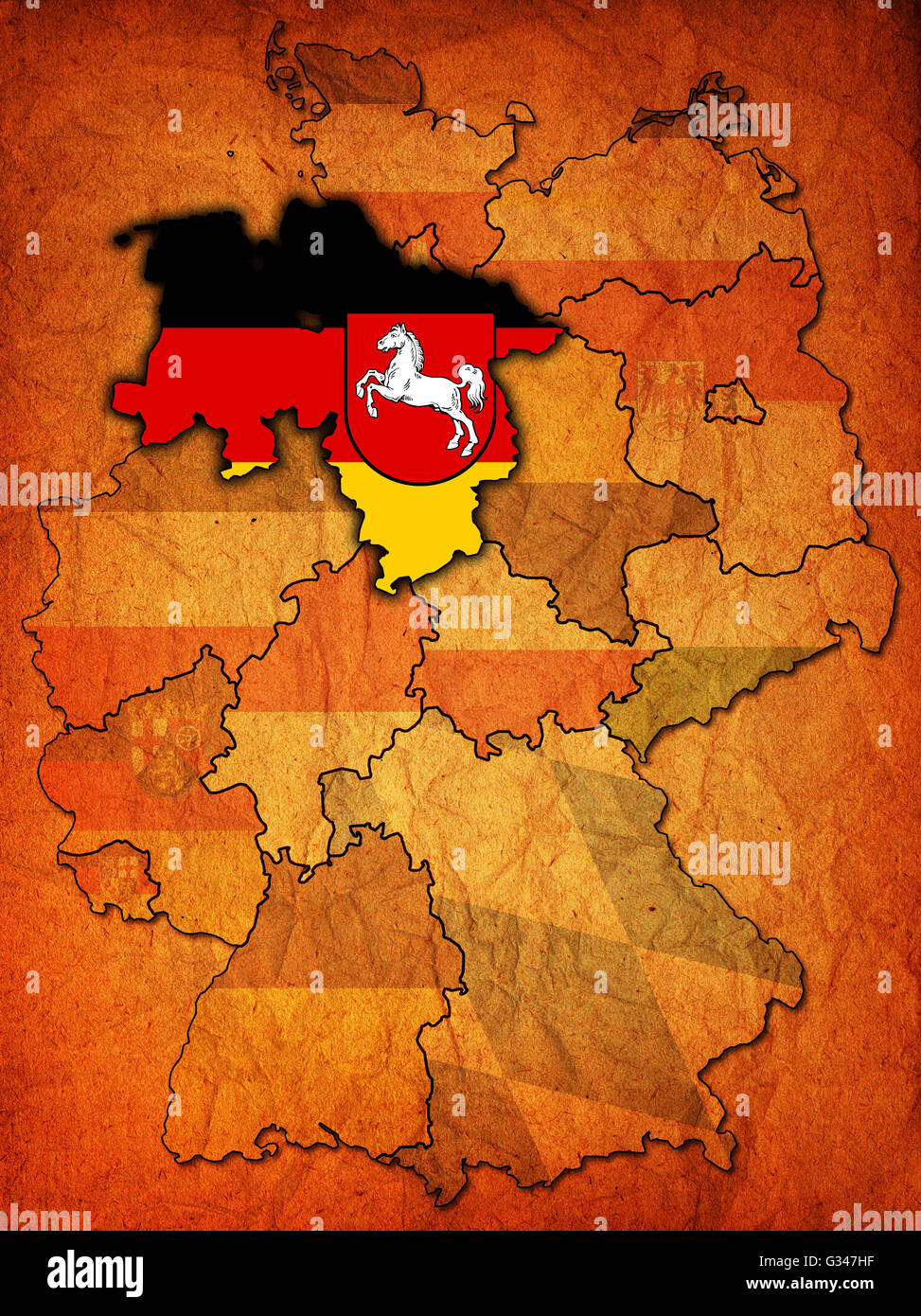 Lower Saxony on old administration map of german provinces (states ...