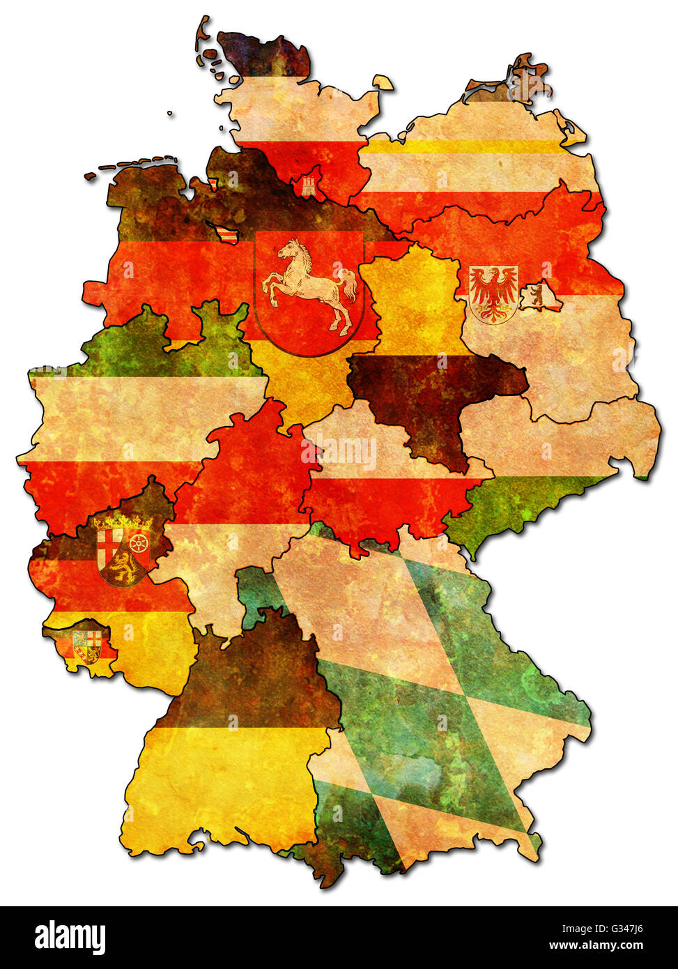 old administration map of german provinces (states) with clipping path ...