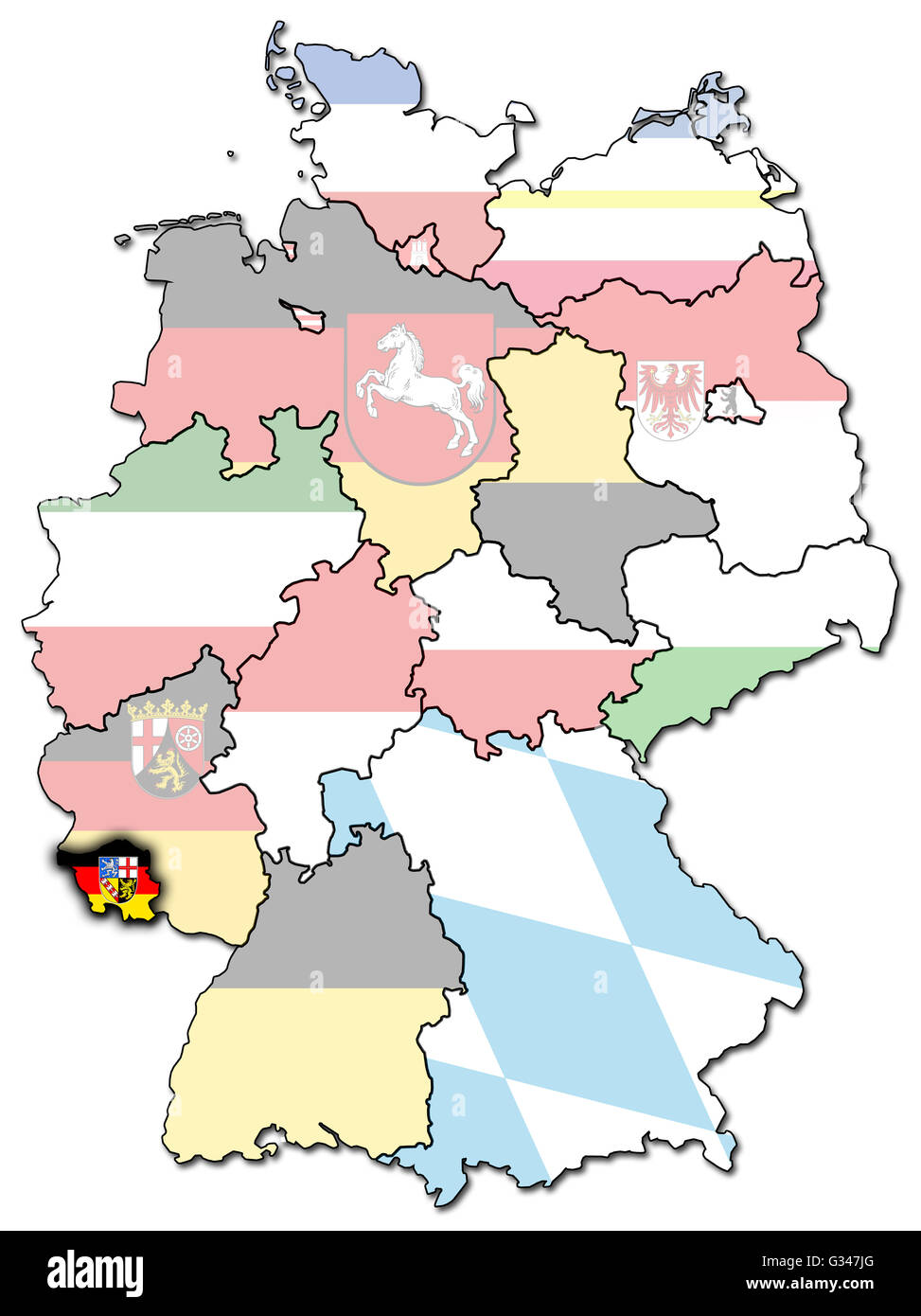 Saarland on old administration map of german provinces (states) with ...
