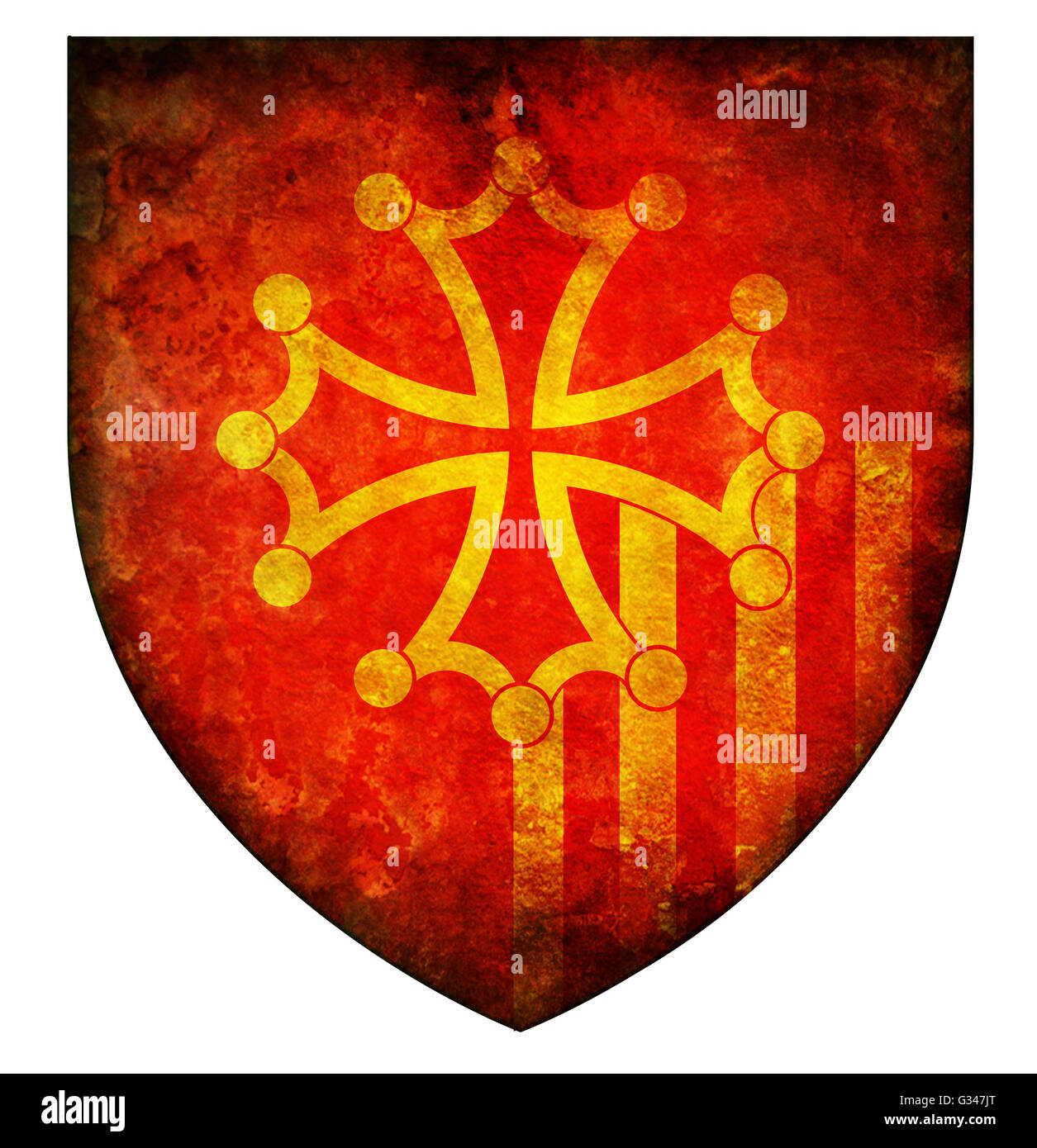 old isolated over white coat of arms of languedoc roussillon Stock ...