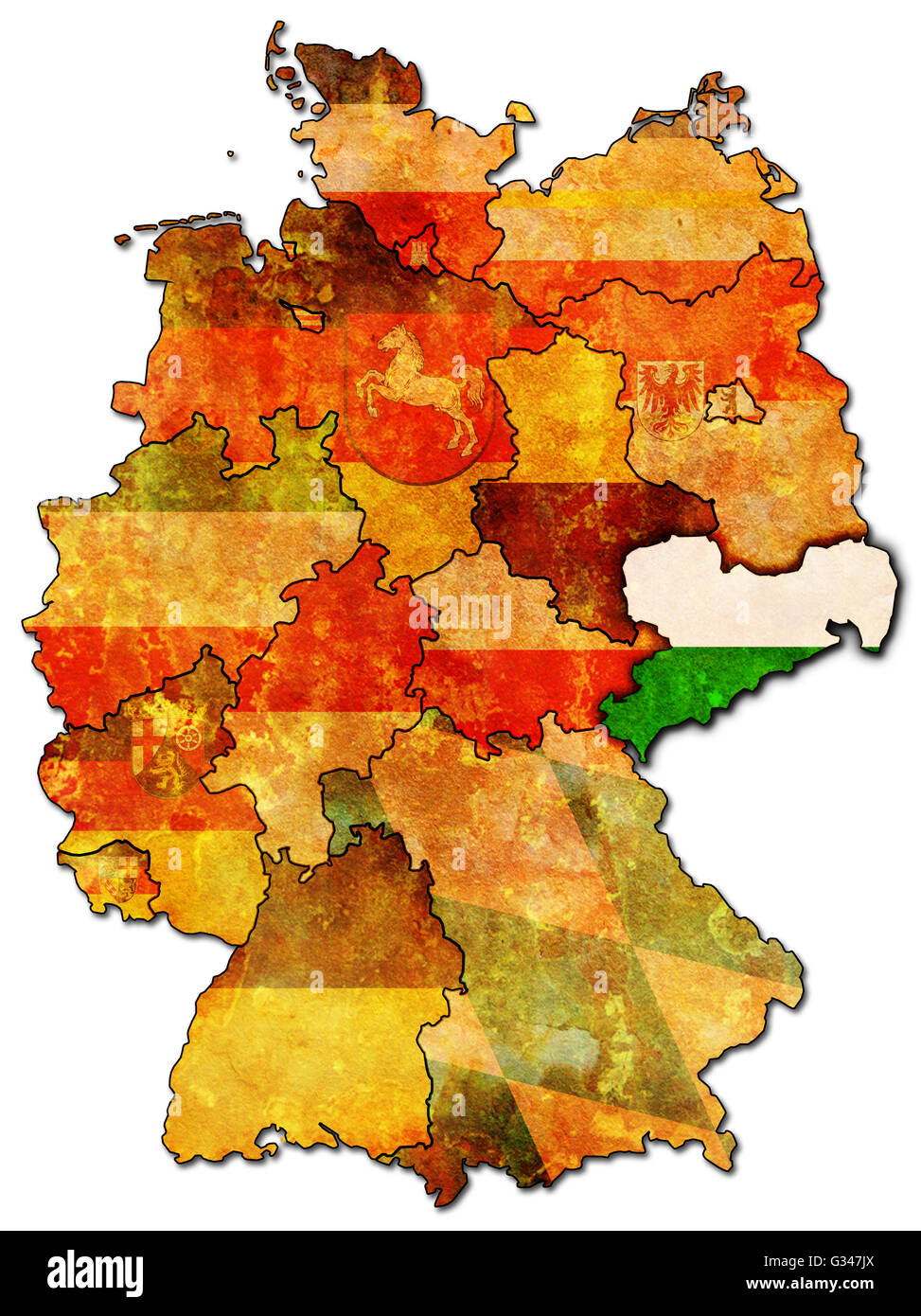 Saxony on old administration map of german provinces (states) with ...