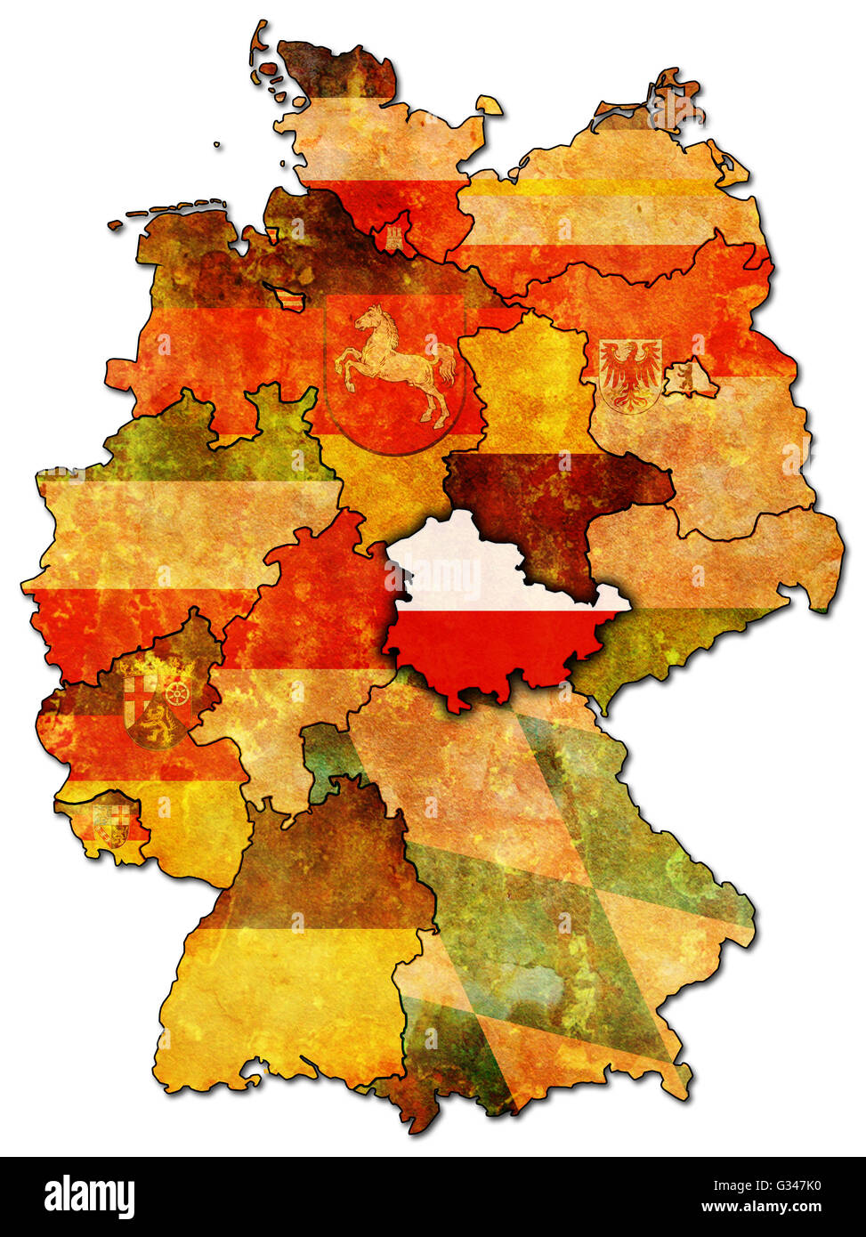 thuringia on old administration map of german provinces (states) with ...