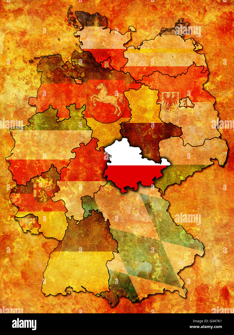 thuringia on old administration map of german provinces (states) with ...