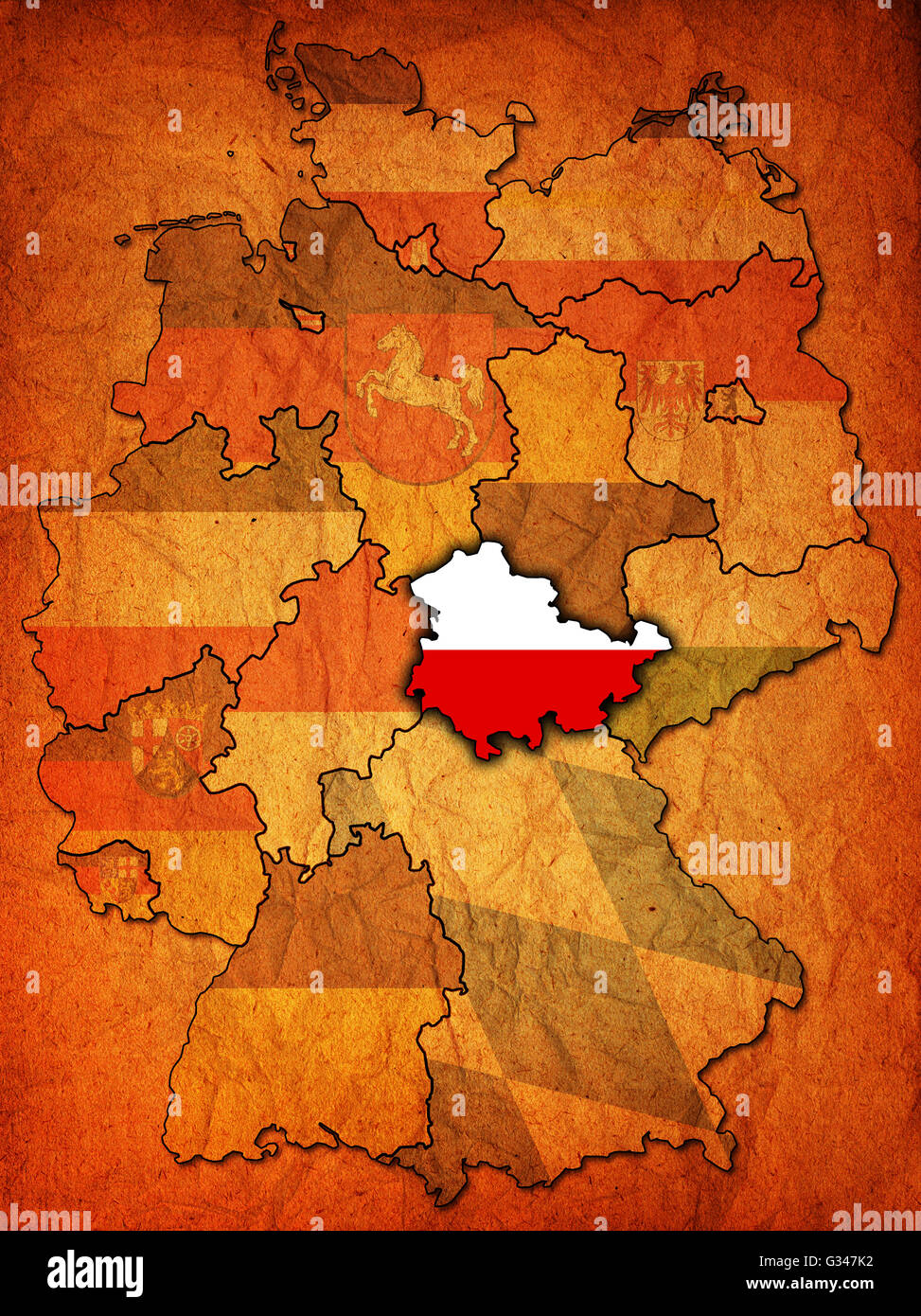 thuringia on old administration map of german provinces (states) with ...